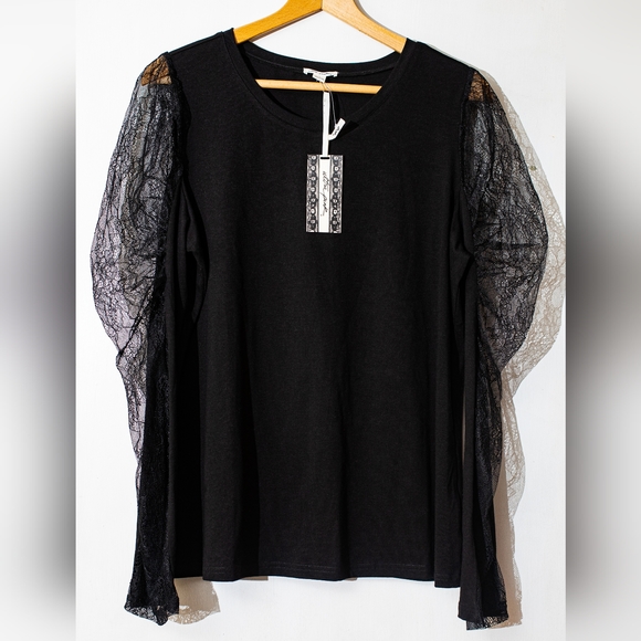 Ultra Pink | Tops | Nwt Ultra Pink Top Black Long Sleeves Lace L | Poshmark